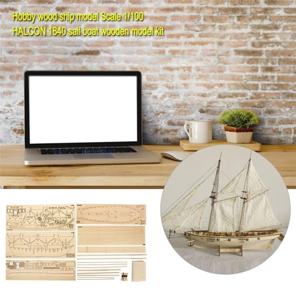 KENANLAN Wooden Ship Model Building Kit, Wooden Sailboat Model Kit Home DIY Model Decoration Boat for Collection, Teaching Exhibition - Easy to Assemble(B)