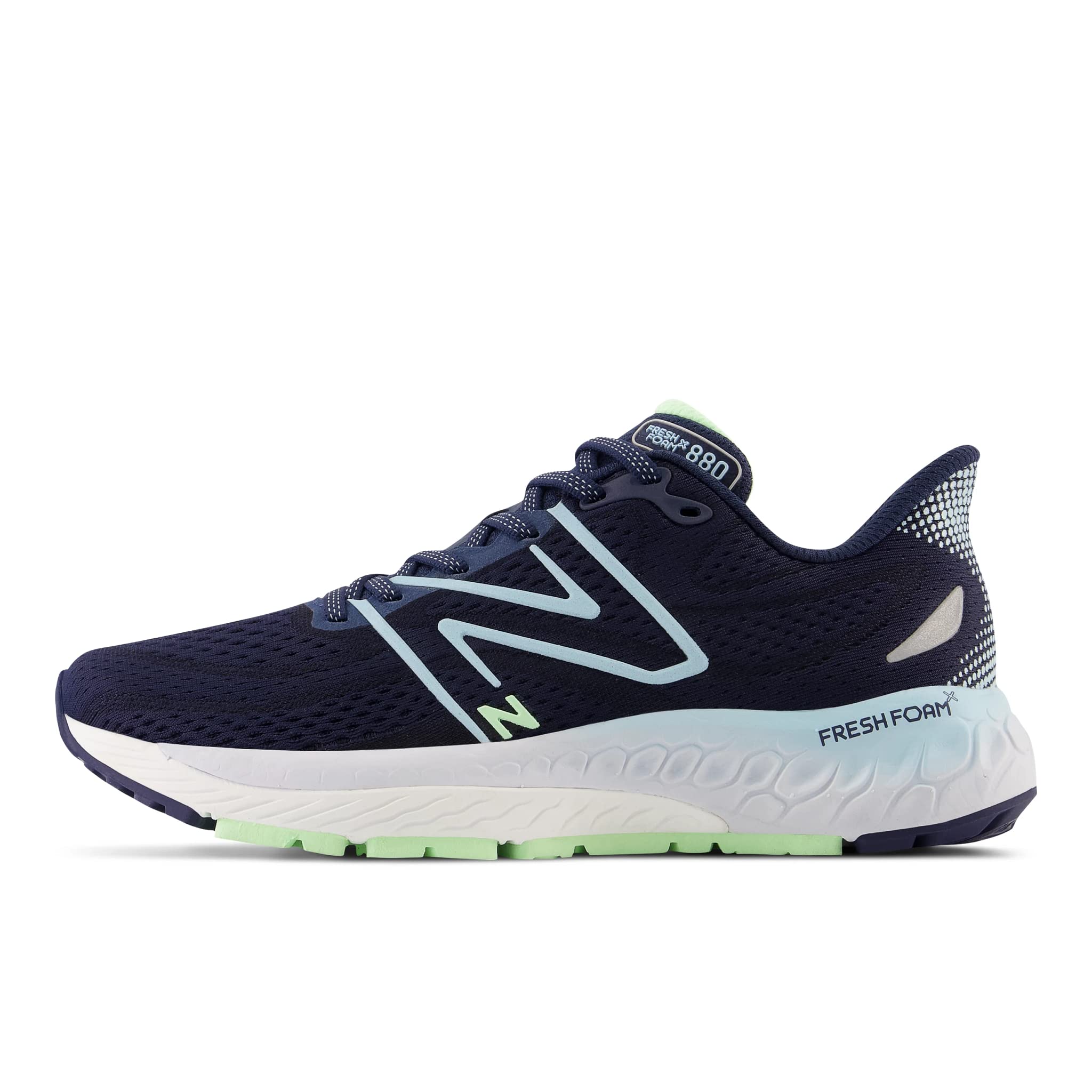 New Balance Women's W880N13 Running Shoe, Nb Navy/Bleach Blue/Green Aura, 11 Wide