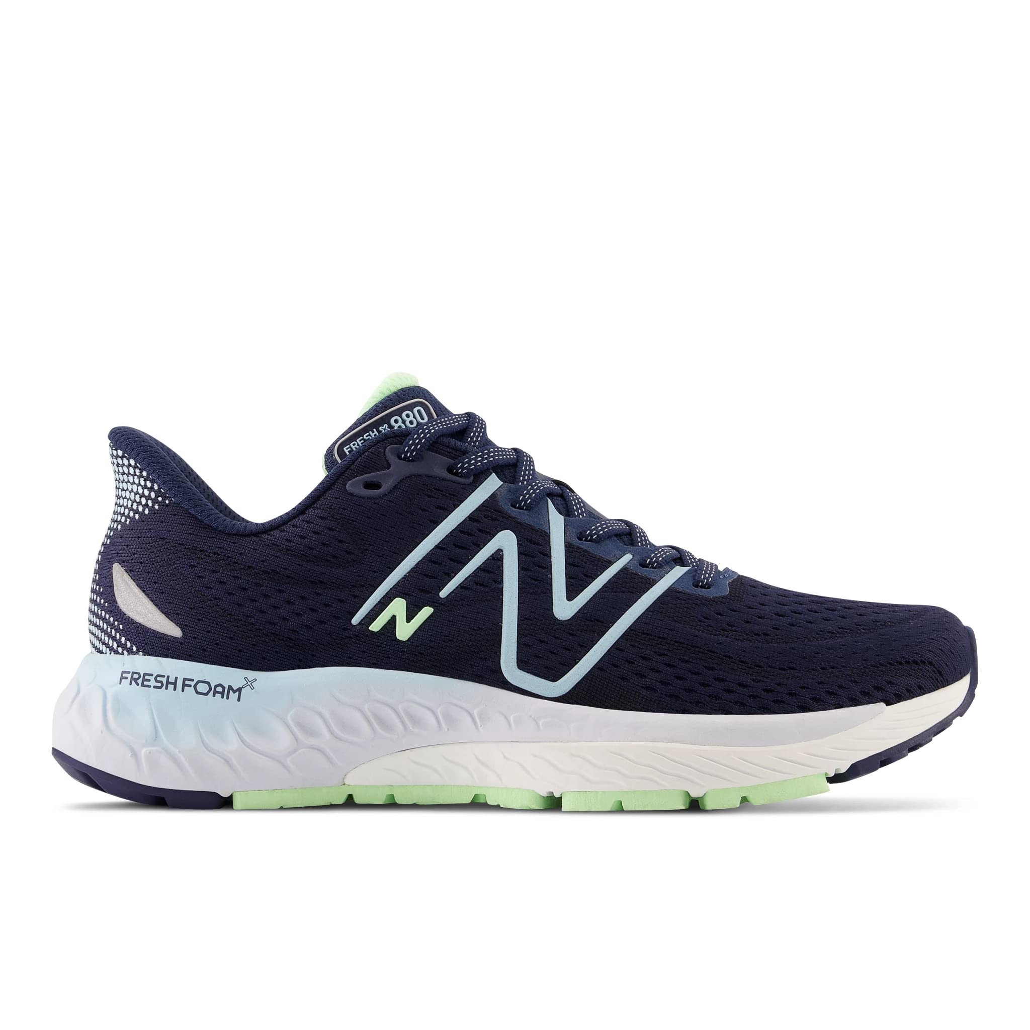 New Balance Women's W880N13 Running Shoe, Nb Navy/Bleach Blue/Green Aura, 11 Wide