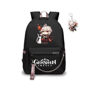 genshin impact backpack bag xiao klee raiden shogun rucksack keqing with usb charging port, free keychain (24)