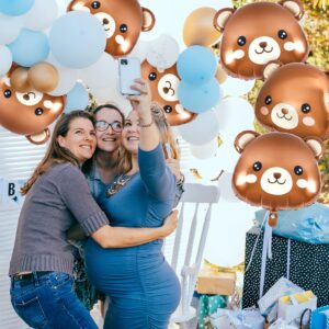 8 Pcs Bear Balloons 21x22 Inch Bear Shaped Animal Balloons Bear Baby Shower Decorations Helium Brown Bear Foil Balloons Bear Head Balloon for Jungle Woodland Animal Farm Safari Theme Party Decoration