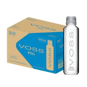 voss premium still bottled water - pure, crisp & refreshing - bpa free pet plastic water bottles with sports cap for easy, spill-free drinking - ideal for gym, running, hiking - 500ml, pack of 24