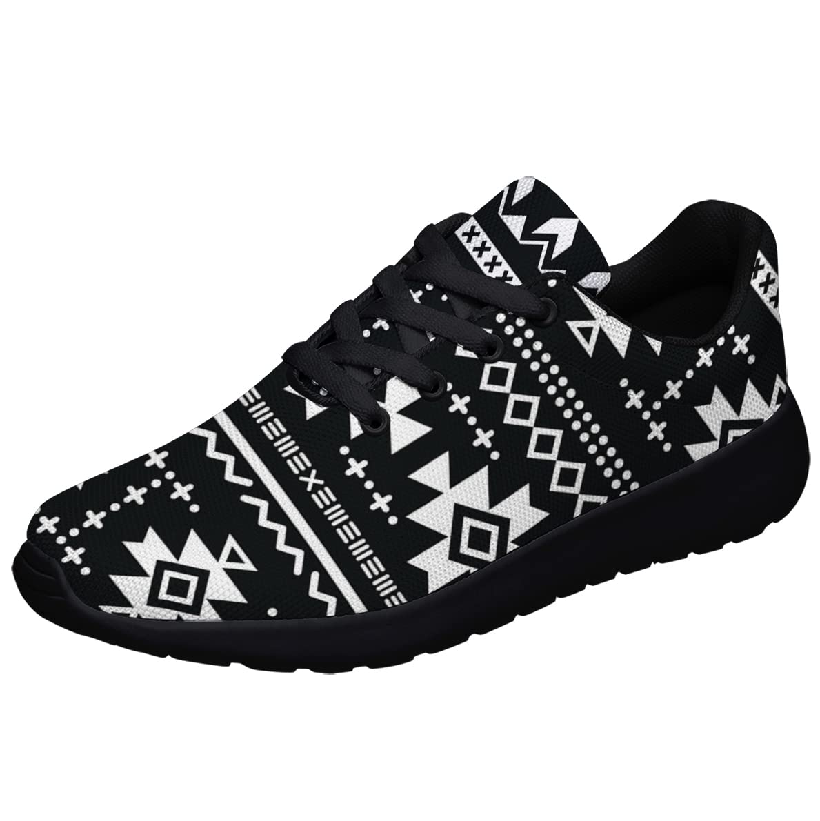 Native Indian Themed Shoes Women Men Running Sneakers Lightweight Sports Walking Tennis Golf Shoes Black Size 4