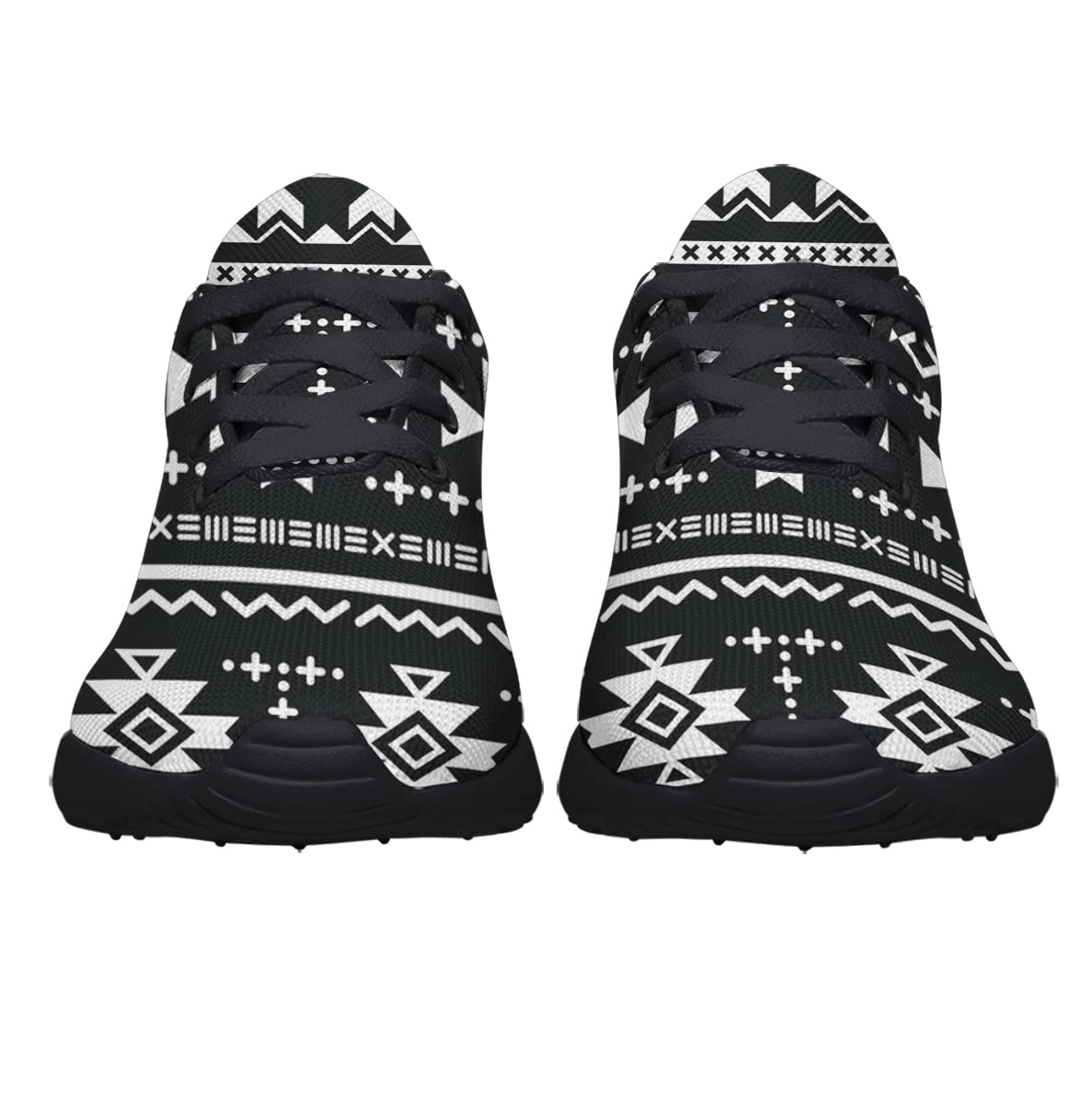 Native Indian Themed Shoes Women Men Running Sneakers Lightweight Sports Walking Tennis Golf Shoes Black Size 4