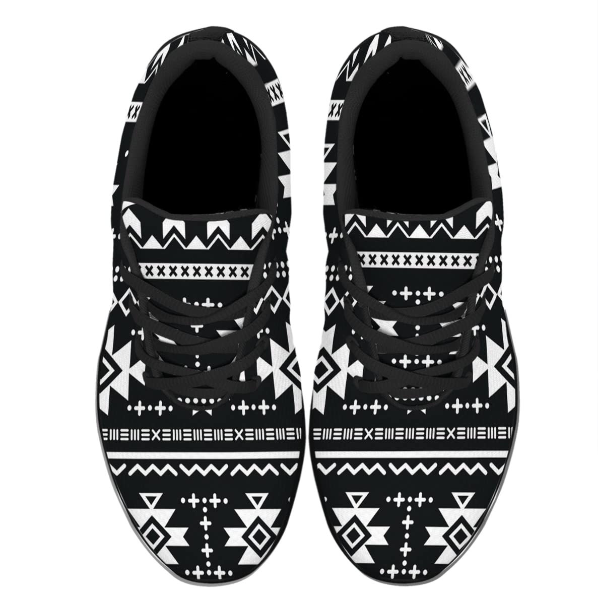 Native Indian Themed Shoes Women Men Running Sneakers Lightweight Sports Walking Tennis Golf Shoes Black Size 4