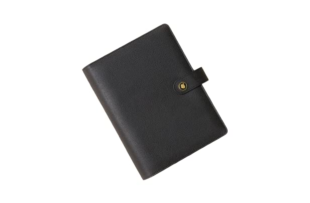 Ambition LTD Black Key Agenda, Woven A5 (5.8 x 8.3") sized planner, organizational tool, Black Matte 6 ring binder, Vegan Leather