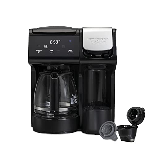 Hamilton Beach 49911 FlexBrew Trio 2-Way Coffee Maker, Single Serve & Full 12c Carafe, Black, FastBrew, Removable Reservoir, Alexa Enable