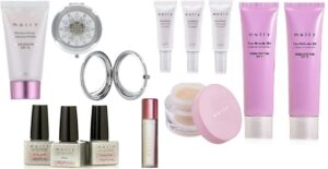 makeup set mally 12 piece set - evercolor poreless face defender bb cream foundation primer concealer compact mirror setting powder gel nail polish - party favors - gift - wedding make up favor