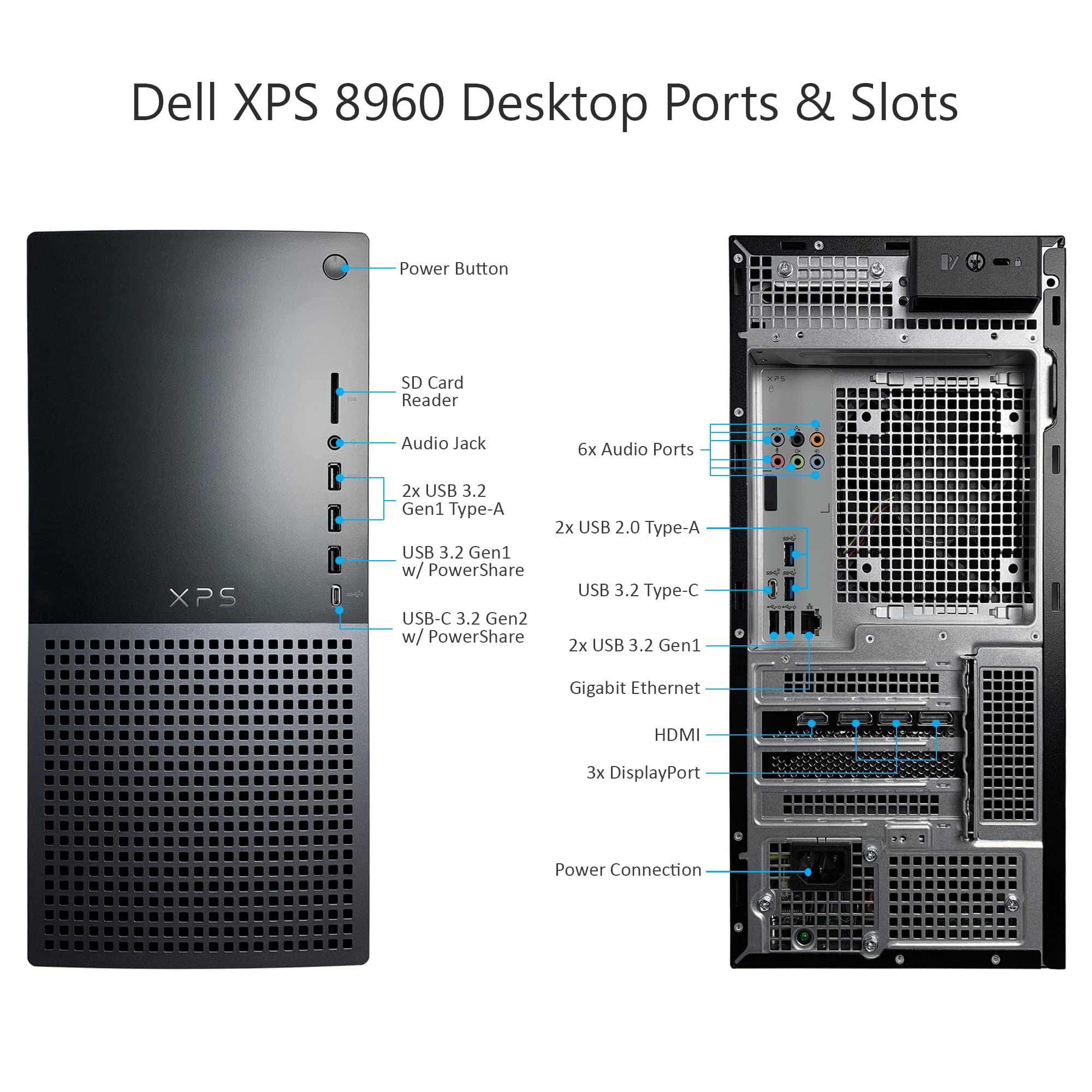 Dell XPS 8950 Gaming Desktop Computer - 12th Gen Intel Core i9-12900K up to 5.2 GHz CPU, 64GB DDR5 RAM, 2TB NVMe SSD, AMD Radeon RX 6700XT 12GB, Killer Wi-Fi 6, Windows 11 Pro