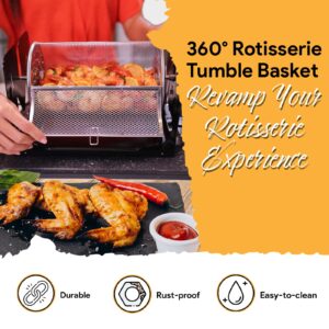 ROTO-Q 360 Rotisserie Tumble Basket Accessory: Enhance Your Grilling Experience! (Compatible Only with ROTO-Q Rotisserie Machine) Grilling Wings & Roasting Coffee Beans