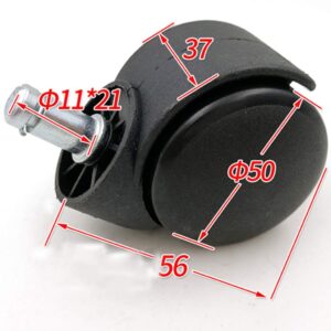 Casters 37mm50mm+ Load-Bearing 40kg Furniture Black Universal Moving Office Chair Wheel Accessories Computer Chair Wheel 2 inch Plunger Large Liner