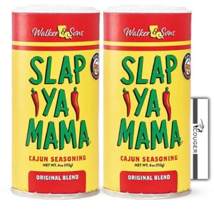 Slap Ya Mama Cajun Seasoning, All Natural Cajun Seasoning from Louisiana, Original Blend, MSG Free and Kosher, 4 Ounce (2-Pack) With Couger Card