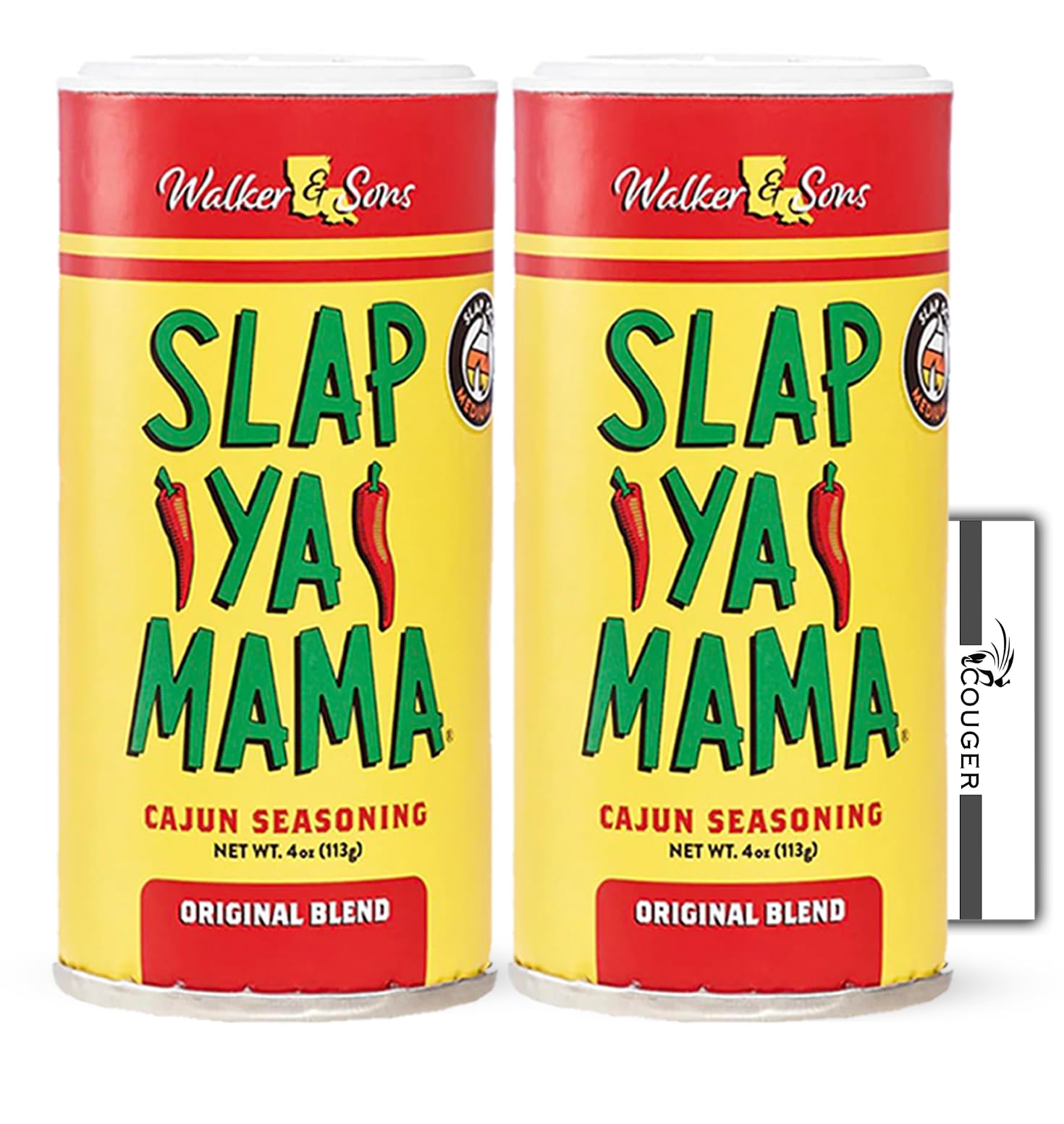 Slap Ya Mama Cajun Seasoning, All Natural Cajun Seasoning from Louisiana, Original Blend, MSG Free and Kosher, 4 Ounce (2-Pack) With Couger Card