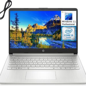 HP 14" Business Laptop Computer, Intel Quad-Core i5-1135G7 up to 4.2GHz (Beat i7-1065G7), 16GB DDR4 RAM, 512GB PCIe SSD, 802.11AC WiFi, Bluetooth, Natural Silver, Windows 11 Pro, BROAG Cable