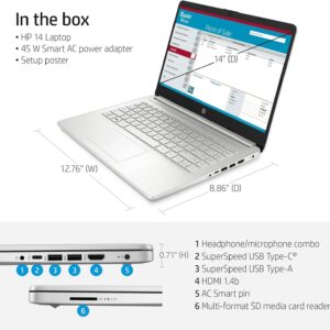 HP 14" Business Laptop Computer, Intel Quad-Core i5-1135G7 up to 4.2GHz (Beat i7-1065G7), 16GB DDR4 RAM, 512GB PCIe SSD, 802.11AC WiFi, Bluetooth, Natural Silver, Windows 11 Pro, BROAG Cable