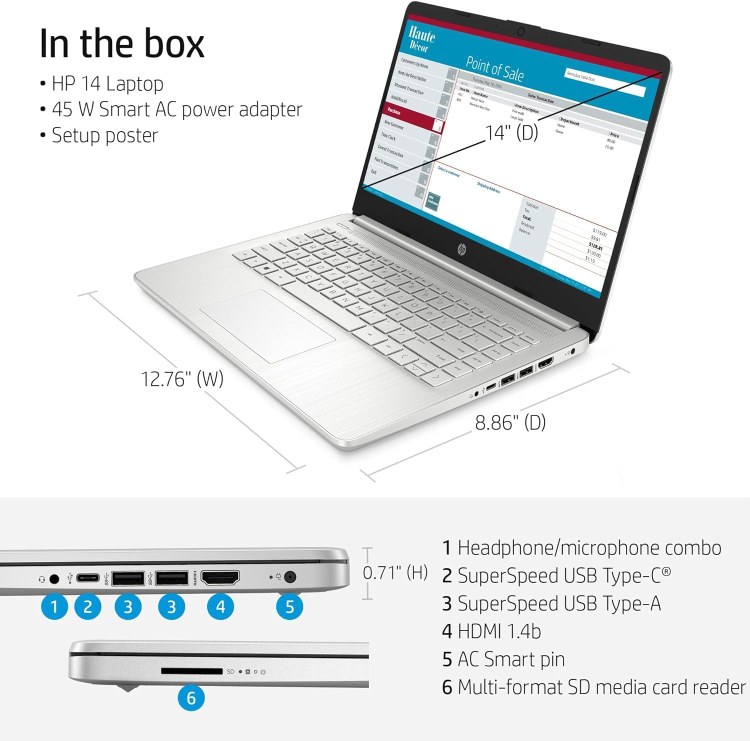 HP 14" Business Laptop Computer, Intel Quad-Core i5-1135G7 up to 4.2GHz (Beat i7-1065G7), 16GB DDR4 RAM, 512GB PCIe SSD, 802.11AC WiFi, Bluetooth, Natural Silver, Windows 11 Pro, BROAG Cable