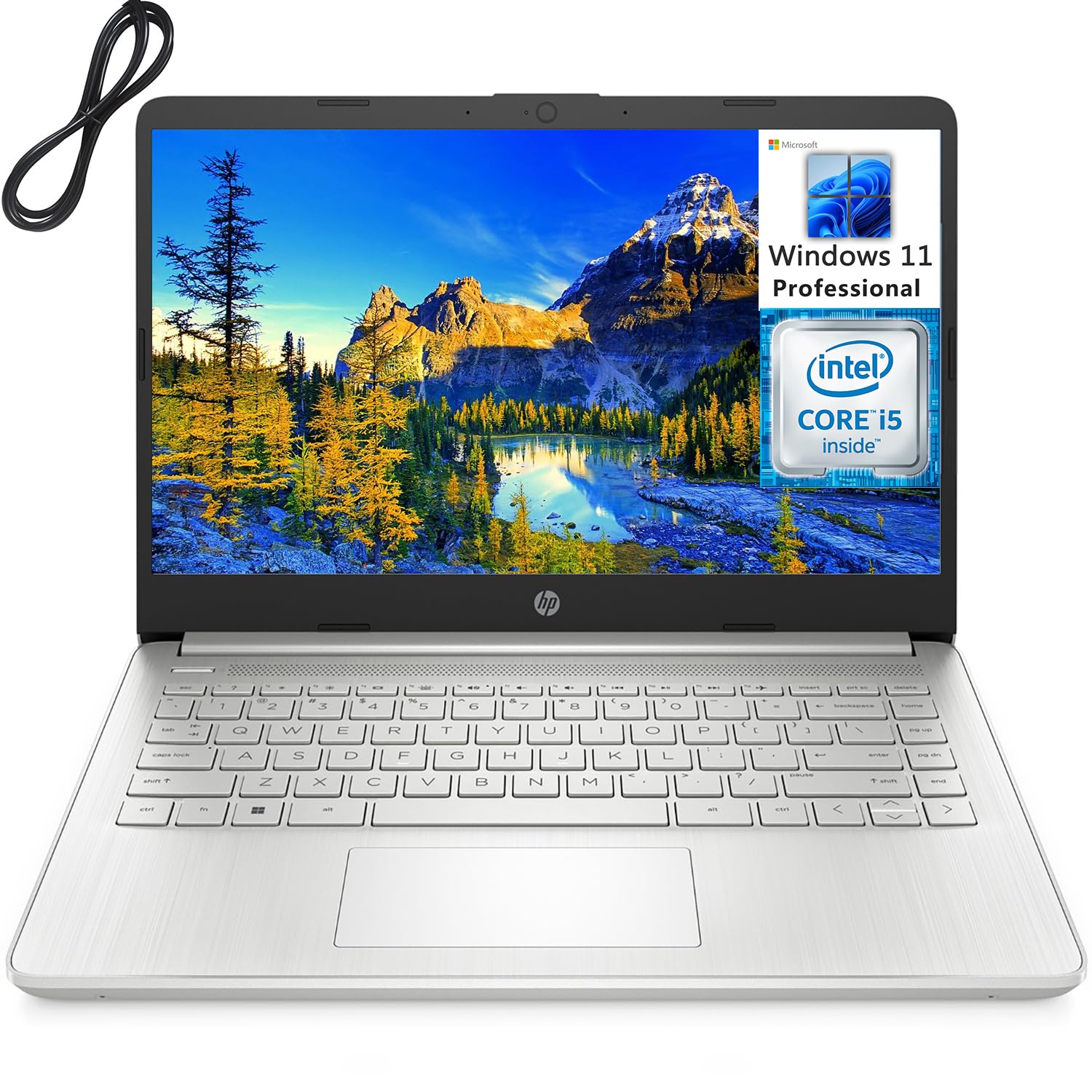 HP 14" Business Laptop Computer, Intel Quad-Core i5-1135G7 up to 4.2GHz (Beat i7-1065G7), 16GB DDR4 RAM, 1TB PCIe SSD, 802.11AC WiFi, Bluetooth, Natural Silver, Windows 11 Pro, BROAG Cable