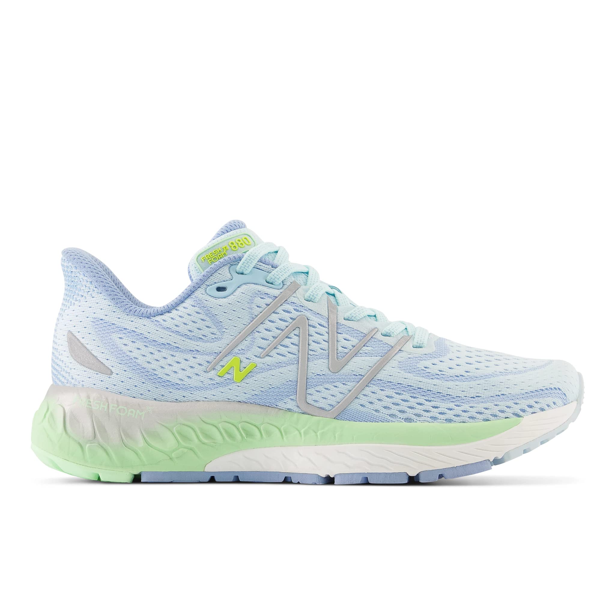 New Balance Women's Fresh Foam X 880 V13, Blue/Green Aura/Silver Metalic