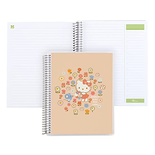 Erin Condren 7" X 9" Spiral Bound Productivity Notebook - Hello Kitty Kindness Grows From Within, 160 Lined Page Note Taking & Writing Notebook, 80 Lb, Thick Mohawk Paper, Stickers Included