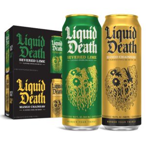 liquid death lime & mango mixed pack, 19.2 oz king size cans (16-pack)