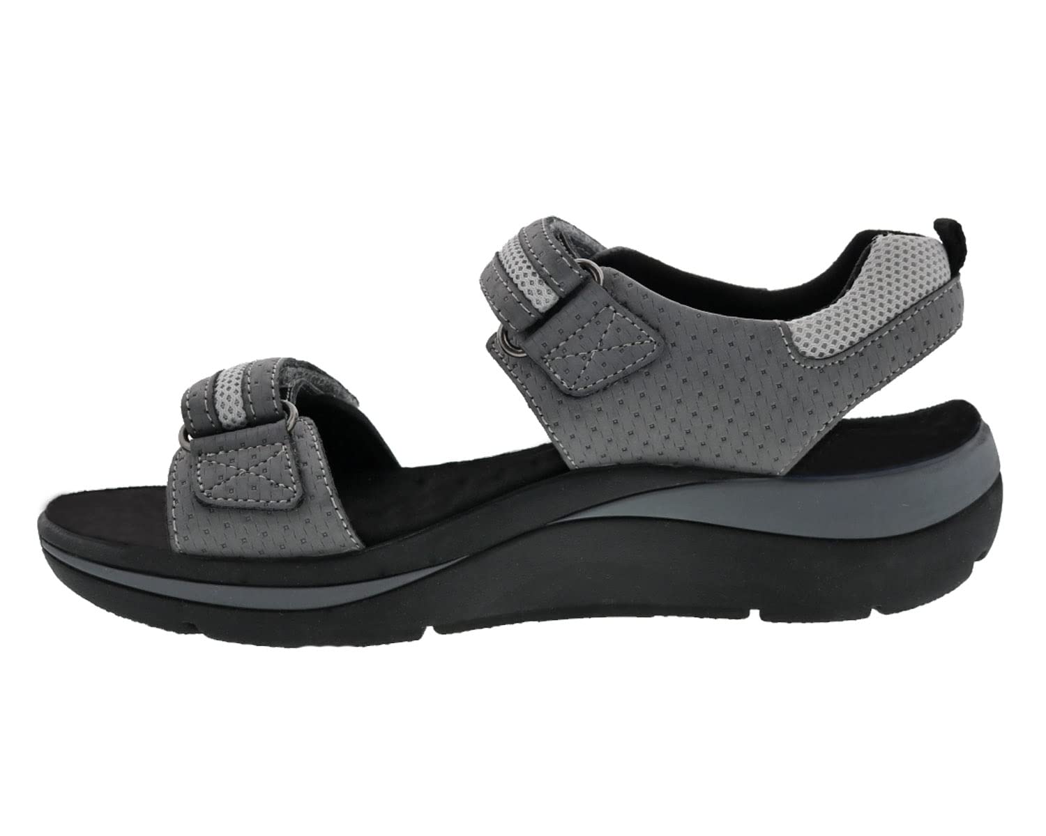 Drew Sophie, Womens Orthopedic Hook and Loop Comfort Sandal, Grey Mesh Combo, 9 Medium (B)