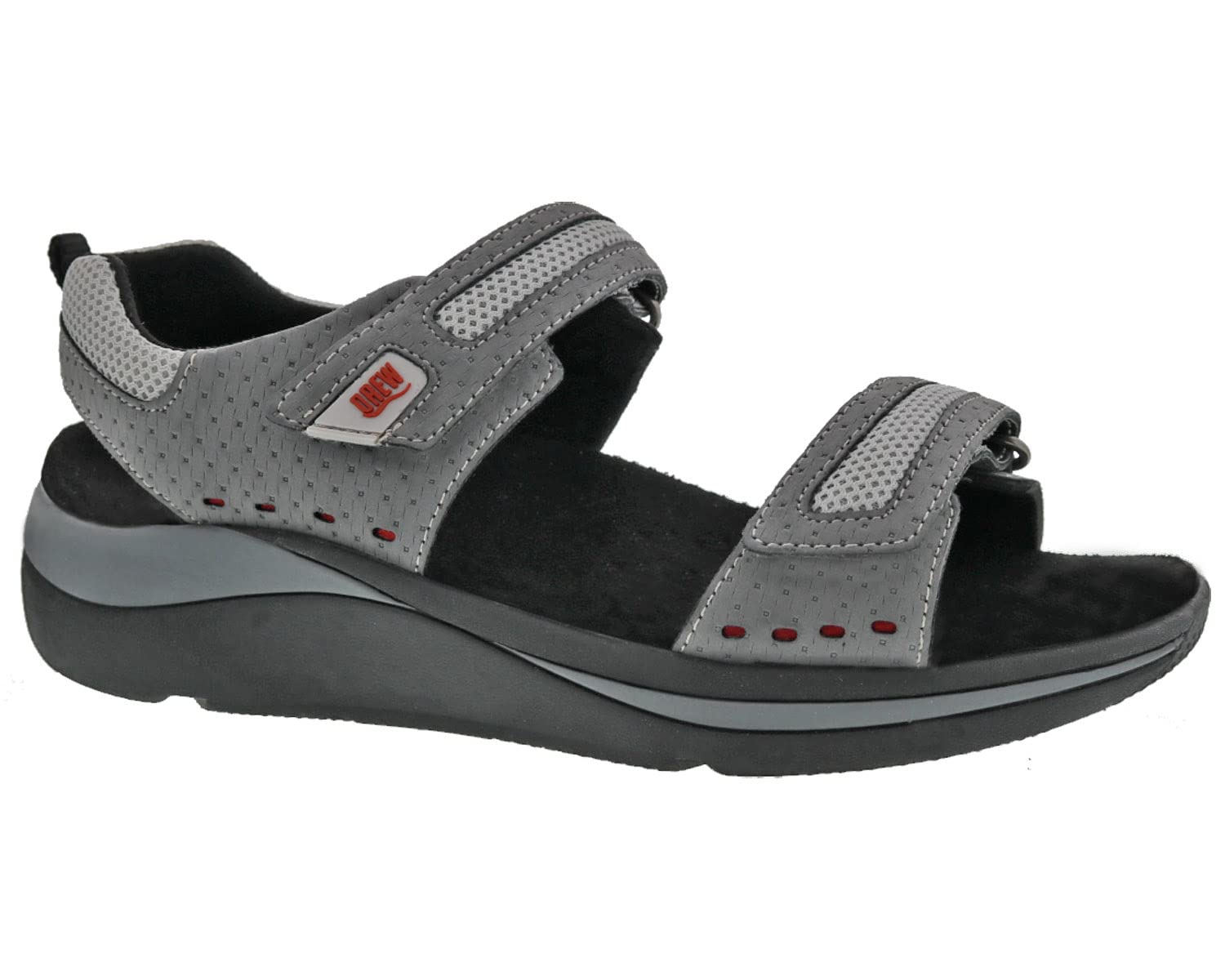 Drew Sophie, Womens Orthopedic Hook and Loop Comfort Sandal, Grey Mesh Combo, 9 Medium (B)