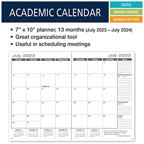 Elan Publishing Company Academic Calendar - 13 Months (July 2023 - July 2024) 7" X 10" Saddle-Stitched Dated for 2023-2024 Academic Year