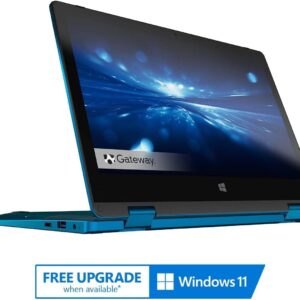 Gateway Newest Touchscreen 11.6 HD 2-in-1 Convertible Laptop in Blue Intel N4020 4GB RAM 64GB SSD Mini-HDMI Webcam Hugo Tech Mart Windows 11 S (Renewed)