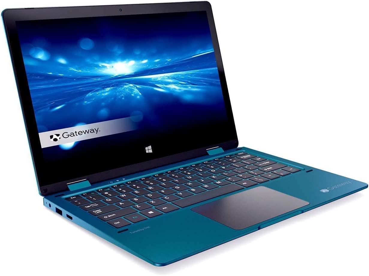 Gateway Newest Touchscreen 11.6 HD 2-in-1 Convertible Laptop in Blue Intel N4020 4GB RAM 64GB SSD Mini-HDMI Webcam Hugo Tech Mart Windows 11 S (Renewed)