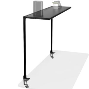 vivo large 42 inch clamp-on overhead desk shelf, raised desktop organizer, elevated workstation accessory platform, black, desk-shelf42-ob