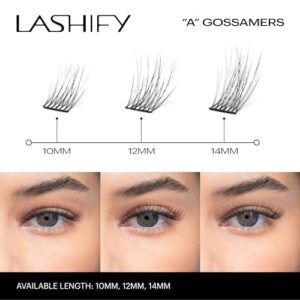 Lashify Amplify 12mm GossamerDIY Eyelash Extensions Refill, Black, Easy False Eyelashes for a Natural Look