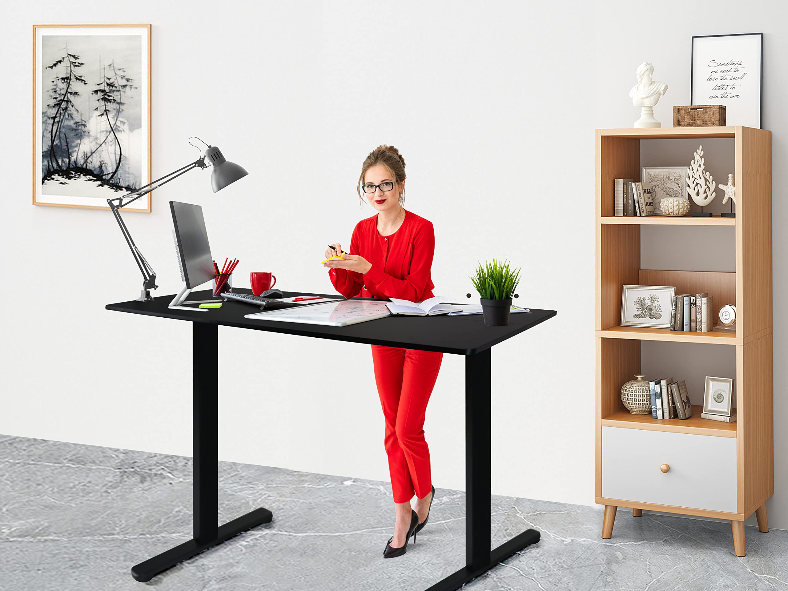 Lifetime Home Height Adjustable 55 Inches Electric Standing Desk - Upgraded Ultra Durable Home Office Large Rectangular Computer or Laptop Sit Stand Workstation Table - 55 x 24 inches, Black