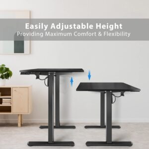 Lifetime Home Height Adjustable 55 Inches Electric Standing Desk - Upgraded Ultra Durable Home Office Large Rectangular Computer or Laptop Sit Stand Workstation Table - 55 x 24 inches, Black