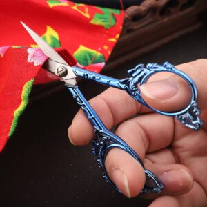 HITOPTY Sewing Embroidery Scissors with Sheath, 4.7in Sharp Tip Craft Crochet Scissor for Needlework Cross Stitch Threading Handicraft DIY Tool, Cute Blue Butterfly Shears