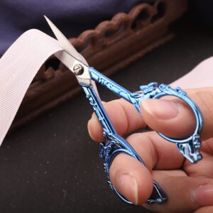 HITOPTY Sewing Embroidery Scissors with Sheath, 4.7in Sharp Tip Craft Crochet Scissor for Needlework Cross Stitch Threading Handicraft DIY Tool, Cute Blue Butterfly Shears