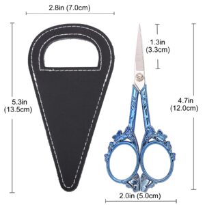 HITOPTY Sewing Embroidery Scissors with Sheath, 4.7in Sharp Tip Craft Crochet Scissor for Needlework Cross Stitch Threading Handicraft DIY Tool, Cute Blue Butterfly Shears