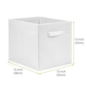 EZOWare Set of 8 Fabric Basket Bins, 13 x 15 x 13 inch Collapsible Organizer Storage Cube with Handles for Home, Bedroom, Baby Nursery, Kids Playroom Toys - ( White + Pink )