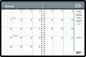 house of doolittle 2024 calendar planner, monthly, black cover, 8.5 x 11 inches, december - january (hod26202-24)