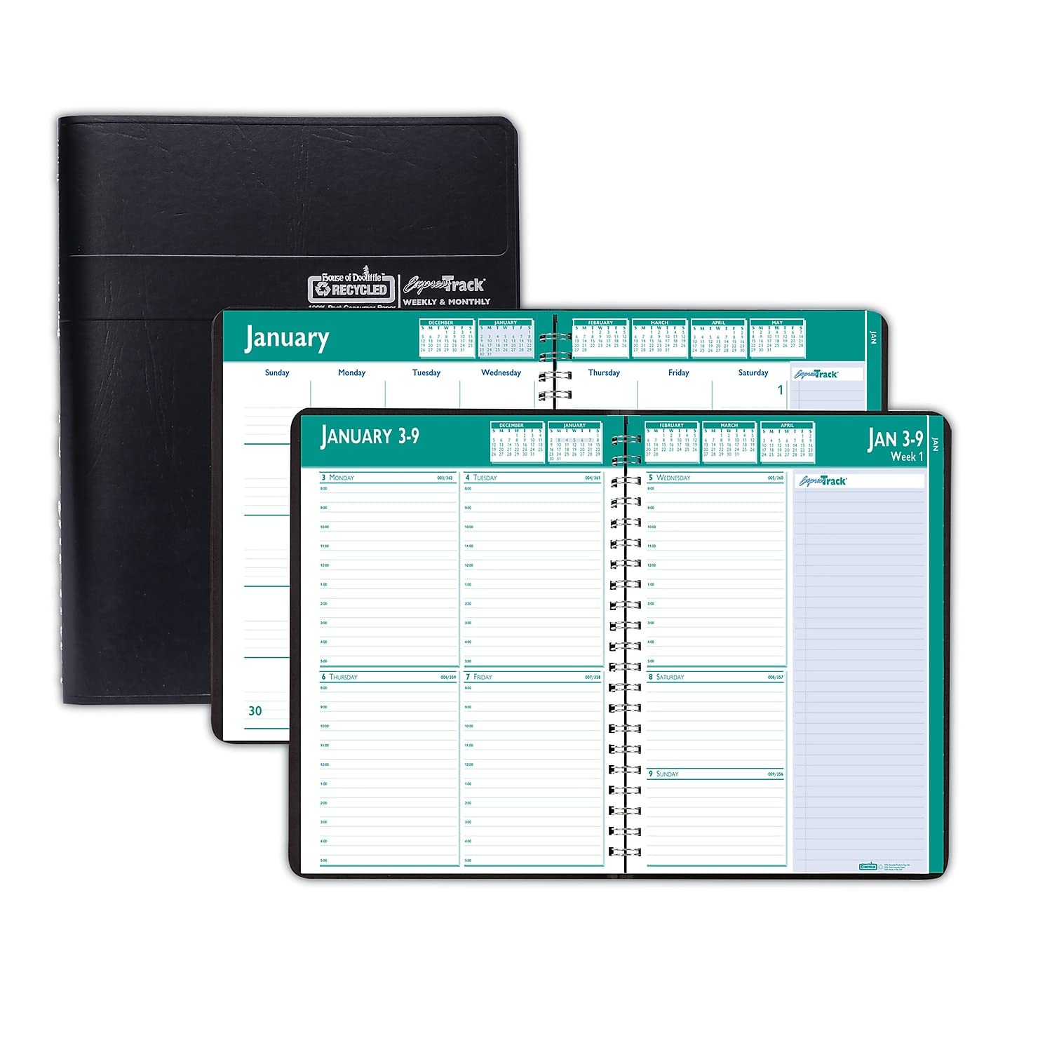 2024-2025 House of Doolittle Express Track 8.5 x 11 Weekly & Monthly Appointment Book, Black (HOD29602)