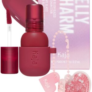 Kaja Lip & Blush Glazed Keychain Stain - Jelly Charm 02 Squeeze Guava | with Triple Berry Complex, Lemon Fruit Extrac & Olive Squalane, Hydrating, Long Lasting Lip Tint