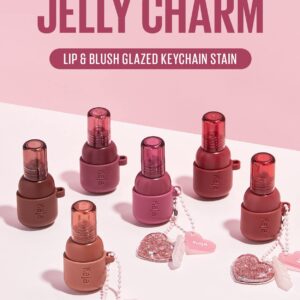 Kaja Lip & Blush Glazed Keychain Stain - Jelly Charm 02 Squeeze Guava | with Triple Berry Complex, Lemon Fruit Extrac & Olive Squalane, Hydrating, Long Lasting Lip Tint