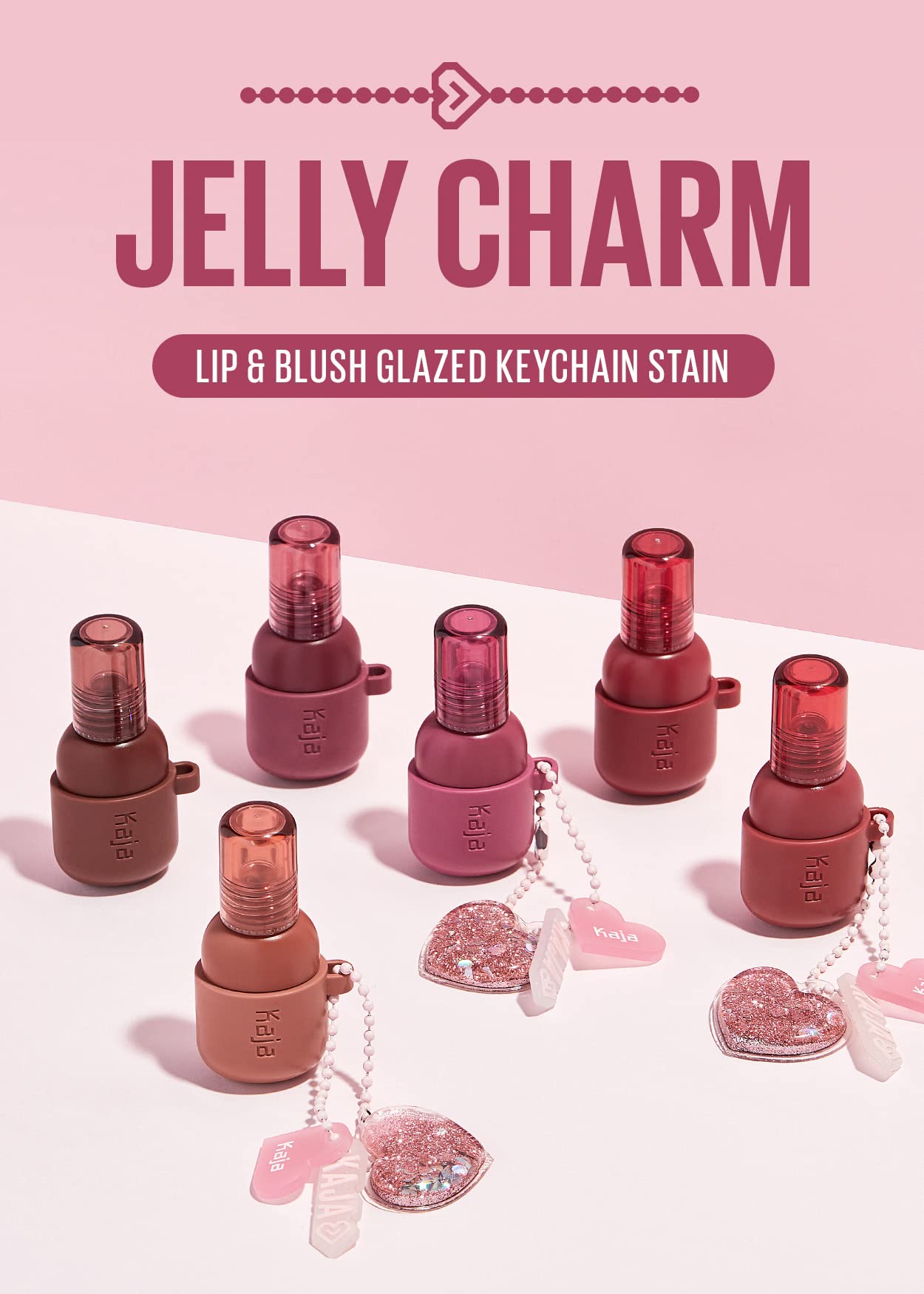 Kaja Lip & Blush Glazed Keychain Stain - Jelly Charm 02 Squeeze Guava | with Triple Berry Complex, Lemon Fruit Extrac & Olive Squalane, Hydrating, Long Lasting Lip Tint