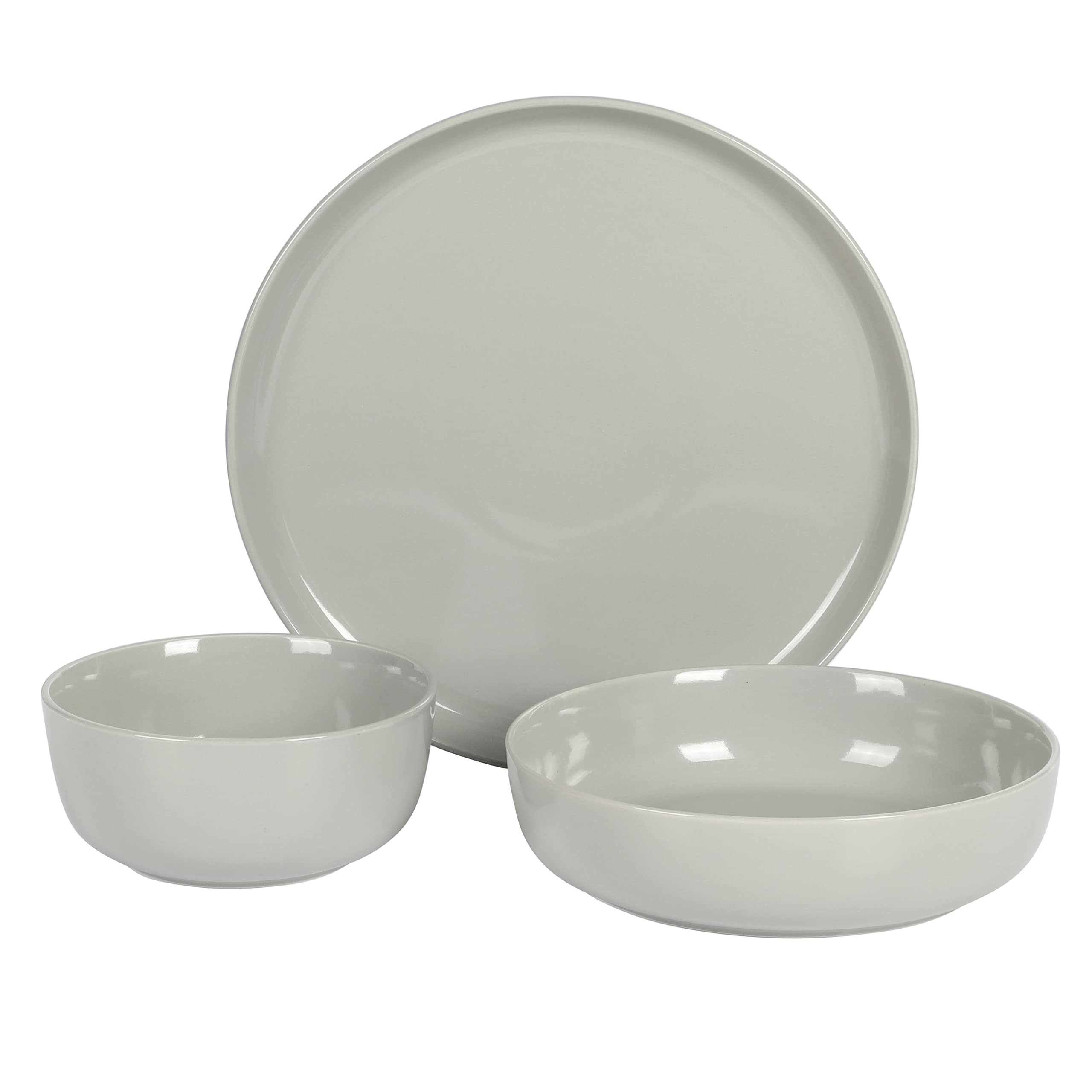 Gibson Home Oslo 12-Piece Porcelain Chip and Scratch Resistant Dinnerware Set, Grey,Service for 4