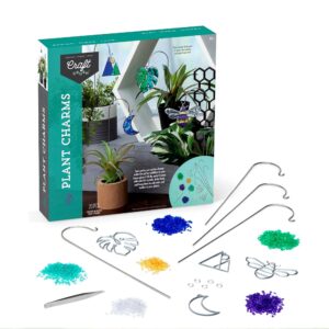 craft crush plant charms kit – makes 4 suncatcher charms for plants – metal garden stakes & decorative ornaments for plant lovers, gift, home decor, teens & adults - diy art & craft kit - ages 13+