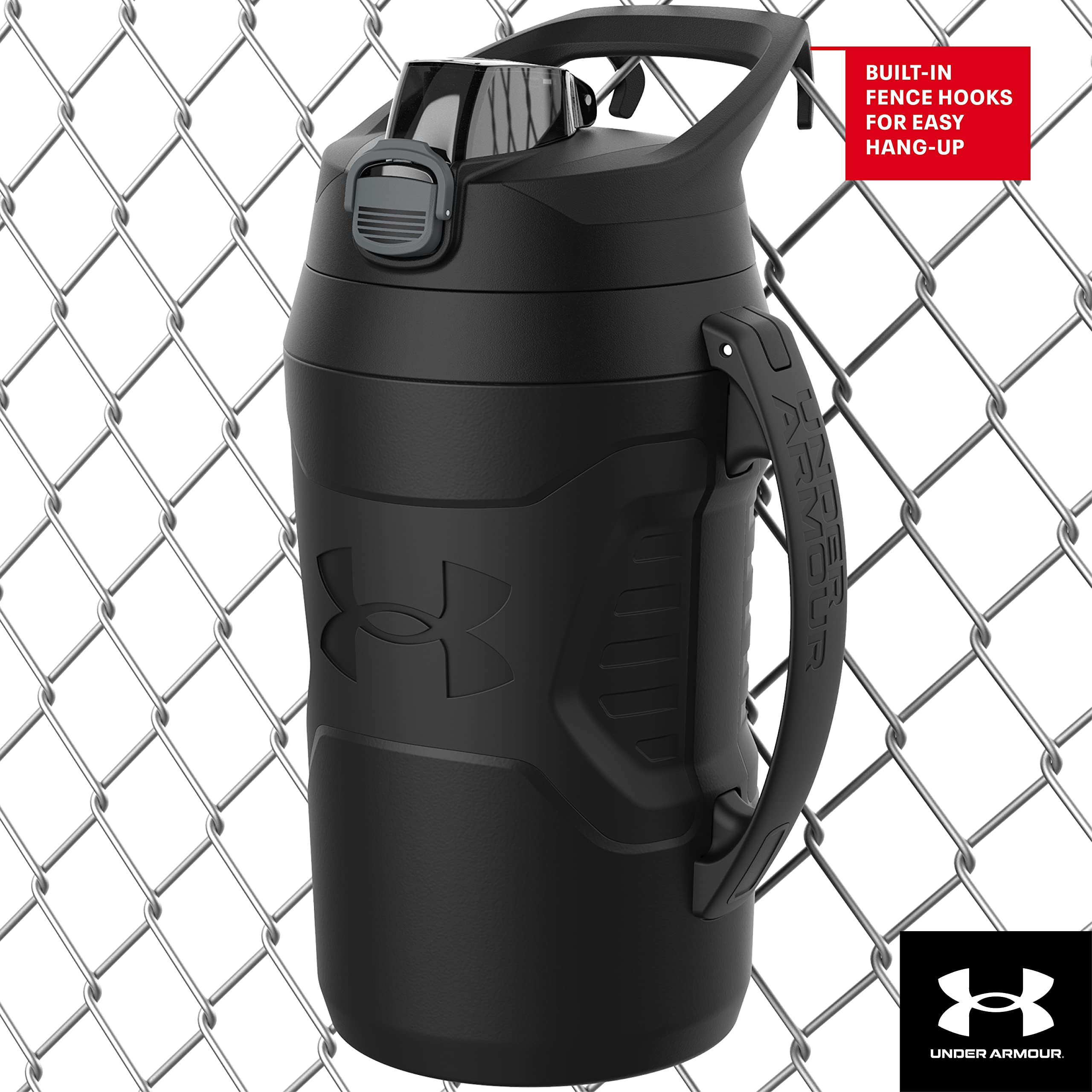 Under Armour Playmaker Sport Jug, Water Bottle with Handle, Foam Insulated & Leak Resistant, 64oz, Octane/Black