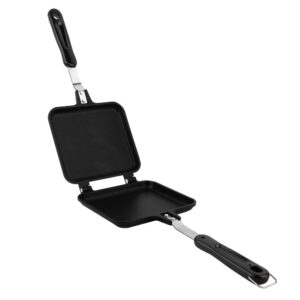 sandwich maker, double sided frying pan, nonstick grilled sandwich and panini maker pan with handle, double sided hot nonstick toasted frying pan, stovetop toasted aluminum flip pan