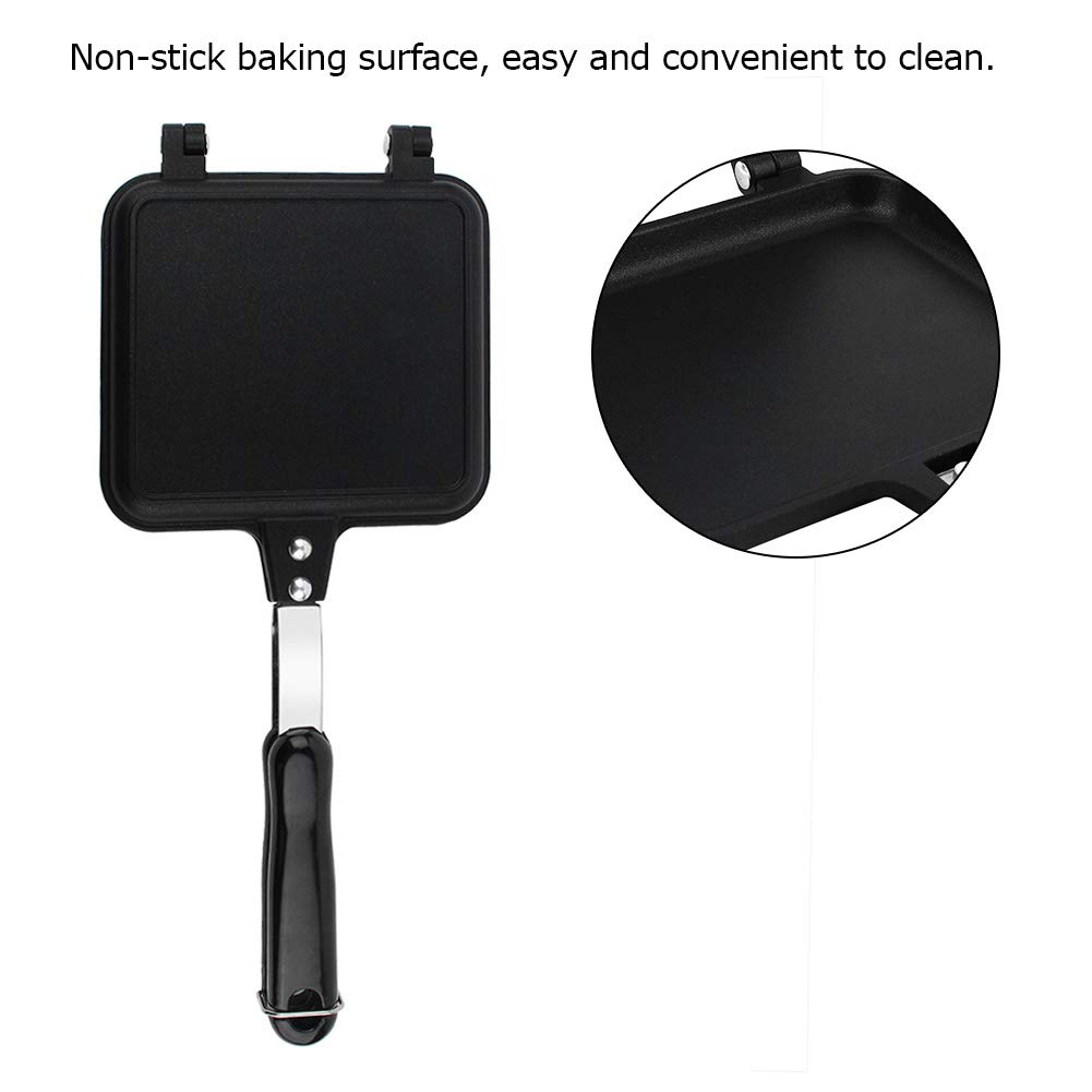 Sandwich Maker, Double Sided Frying Pan, Nonstick Grilled Sandwich and Panini Maker Pan with Handle, Double Sided Hot Nonstick Toasted Frying Pan, Stovetop Toasted Aluminum Flip Pan