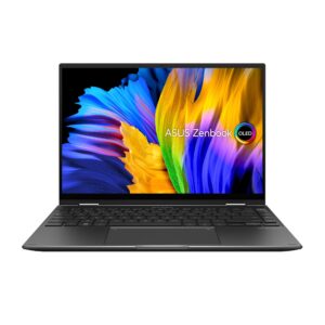 asus zenbook 14 flip oled ultra slim laptop, 14” 4k 16:10 oled touch display, amd ryzen 7 6800h cpu, 16gb ram, 1tb ssd, numberpad, windows 11 home, jade black, un5401ra-dh74t