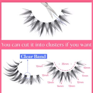 Manga Lashes Natural Look False Eyelashes Wispy Clear Band Fake Lashes Asian Korean Cosplay Lashes Faux Mink Lashes Pack 6 Pairs