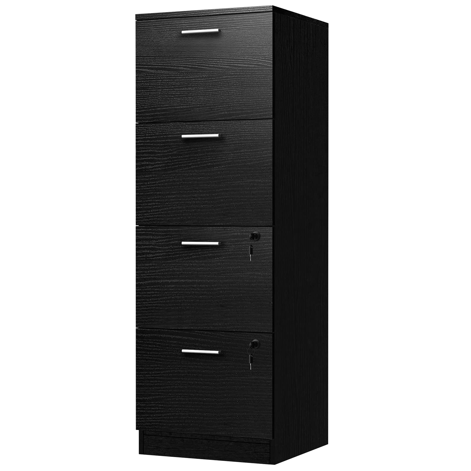 YITAHOME 4-Drawer File Cabinet with Lock, 15.86" Deep Vertical Filing Cabinet, Storage File Drawers for Letter A4-Sized Files, Need to Assemble, Black